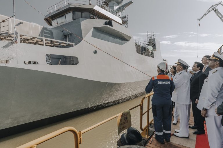 Pakistan Navy Offshore Patrol Vessel launched at Damen Shipyards Galati ...